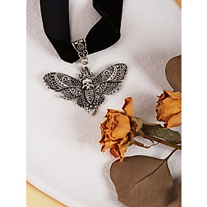 Sacina Goth Luna Moth Choker, Black Velvet Choker Necklace, Halloween Christmas New Year Jewelry Gift for Women