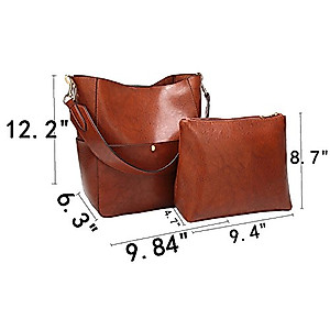 Molodo Womens Handbag, Pu Leather Bucket Tote Purse And Handbags Medium Satchel Hobo Purse Designer Work Shoulder Bags