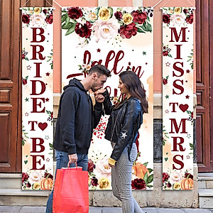 3 Pcs Fall in Love Banner Set Fall Bridal Shower Decorations Autumn Floral Little Pumpkin Door Cover Backdrop for Fall Theme Wedding Bachelorette Engagement Bride to Be Valentines Day Party Supplies