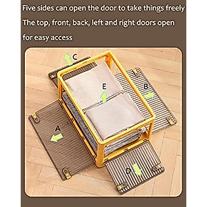 TERGOO 2Pack 28L Plastic Storage Bins with Wheels, Five Doors Stackable Storage Bins, Toy Organizer Container, Plastic Bin Box for Organization, Storage Cabinet (Blue)