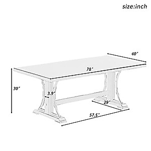 Merax Farmhouse 78" Wooden Rectangular Dining Room Fits up to 8 Easy Assemble Grey, Table Set- 1 Table, Gray