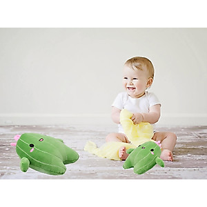 BABOLI Cuddly Cactus Stuffed Plant Animal with Smile Face and Pink Antenna Honey Cacti Plush Soft Toy Pretty Sweet Mascot Gifts for Kids Girls and Boys Present for Birthday or Party 10 Inches