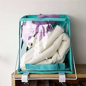 UISI 1PCS Closet Caddy - Foldable Closet Caddy Dirty Clothes Storage Organizer Case,Pull-Down Closet Organizer Shelves with Transparent Window for Bedroom Bathroom Clothing Storage Organizer