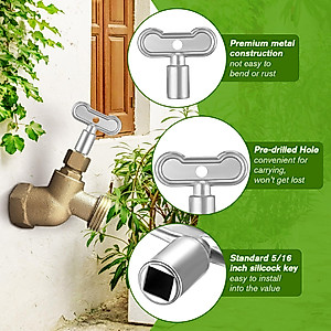 Enhon 6 Pack 5/16 in Sillcock Water Key Compatible with Danco 80132, Water Spigot Key, Square Stem Outdoor Faucet Handle Fits 8x8mm Square Broach Water Shut Off Key Valves Outdoor Hose Faucet Valve