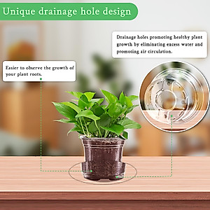SupKing Clear Nursery Pots 5/4/3.5 Inch Plastic Planter with Drainage Holes, Small Starter Seed Starting Trays for Seedling with Bonus 15pcs Plant Labels（12pcs）