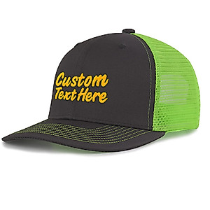 Custom Trucker Hats for Men Adjustable Snapback Mesh Cap Great for Outdoors Baseball Cap Gray/Green