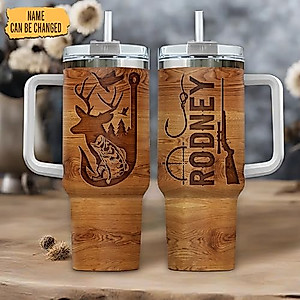 Hyturtle Personalized Hunting Gifts For Men - Deer Hunting Tumbler 40oz with Handle and Straw- Gift For Dad Him Boy Husband From Son Wife- Birthday Christmas Gifts For Hunters