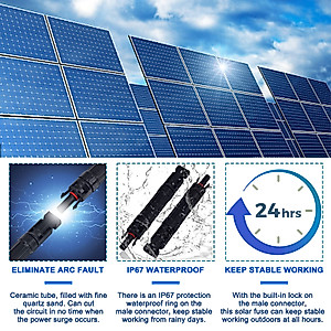 Leehitech 20A Solar Fuse Holder Inline with Male and Female Connector for Solar Panel and Solar Controller, Waterproof Solar Fuse Connector, Solar Surge Protection Device 5pcs