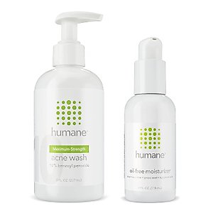 humane Maximum-Strength Acne Wash and Oil-Free Moisturizer Bundle - 10% Benzoyl Peroxide Acne Treatment