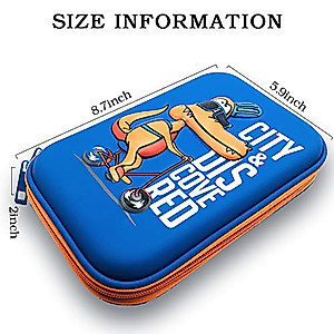 Boys Pencil Case for School Zipper Pen Bag Holders Cute Embossed Hardtop Stationery Box Dinosaur Bike