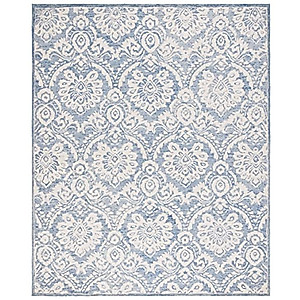 SAFAVIEH Blossom Collection 8' x 10' Blue/Ivory BLM106M Handmade Premium Wool Area Rug