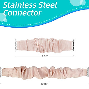 Scrunchie Band for Kids Apple Watch Band, Cute Stretchy Fabric Strap, Easy to Take Off and On, Girls Wristband Compatible with iWatch Series 8/7/6/5/4/3/2/1/SE 38/40/41mm & 42/44/45/49mm (Pink)