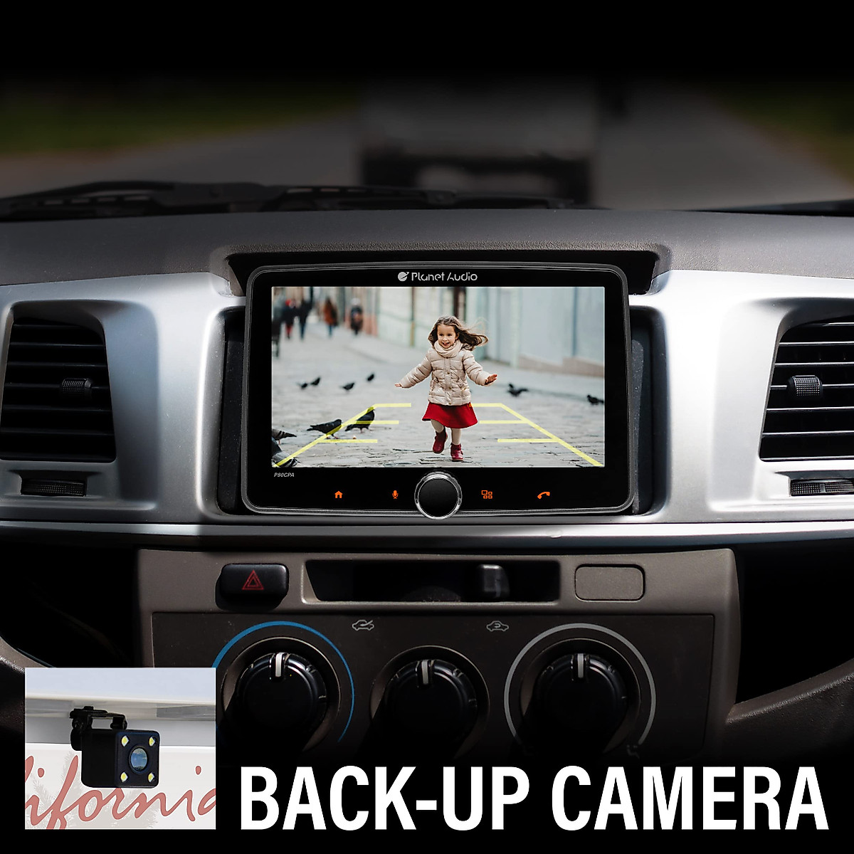 Planet Audio P80CPAC Car Stereo System, Apple CarPlay, Android Auto - Single Din, 8 Inch Touchscreen, Bluetooth Audio and Calling Head Unit, AM/FM Radio Receiver, No CD Player, USB, Hook to Amplifier