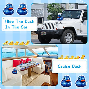 Honoson 6.89 Inch Giant Glitter Rubber Duck Big Glitter Rubber Duck Large Sparkly Duckling Bath Toy with Squeaky Sound for Summer Baby Shower Birthday Party Favor Gift(Dark Blue)