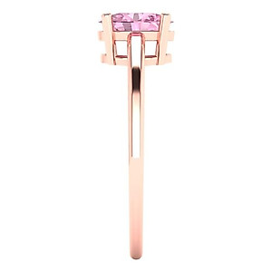 Clara Pucci 1.0 ct Oval Cut Solitaire Pink Simulated Diamond Engagement Wedding Bridal Promise Anniversary Ring 18K Rose Gold Size 7.5