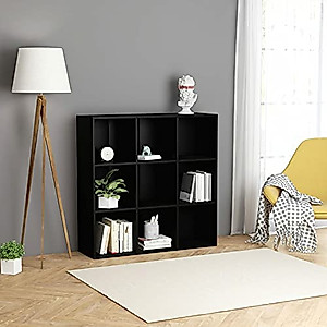 REWIS Book Cabinet Repisas para Cuarto Bookshelf for Bedroom Book Storage Cube Storage Shelf Book Shelf Organizer Black 38.6"x11.8"x38.6" Engineered Wood
