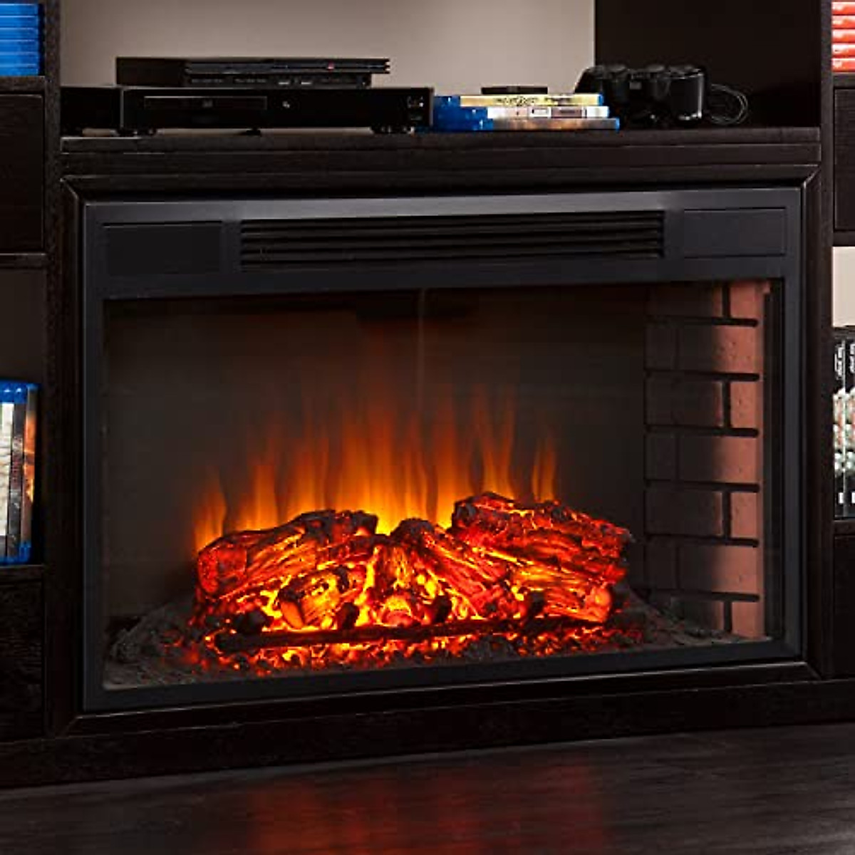 SEI Furniture 33” Widescreen Electric Firebox w/Remote Control, Black