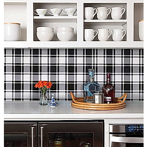 Guvana 17.7"x118" Black and White Trellis Contact Paper Peel and Stick Wallpaper Removable Contact Paper Self-Adhesive Wallpaper Waterproof Wallpaper for Wall Cabinets Shelves Drawer Liner Decorative