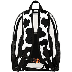 bisibuy Cow Print White And Black Clear Backpack Stadium Approved Heavy Duty PVC Transparent Backpacks Large See Through Bag for Work Travel Sports Events Concerts