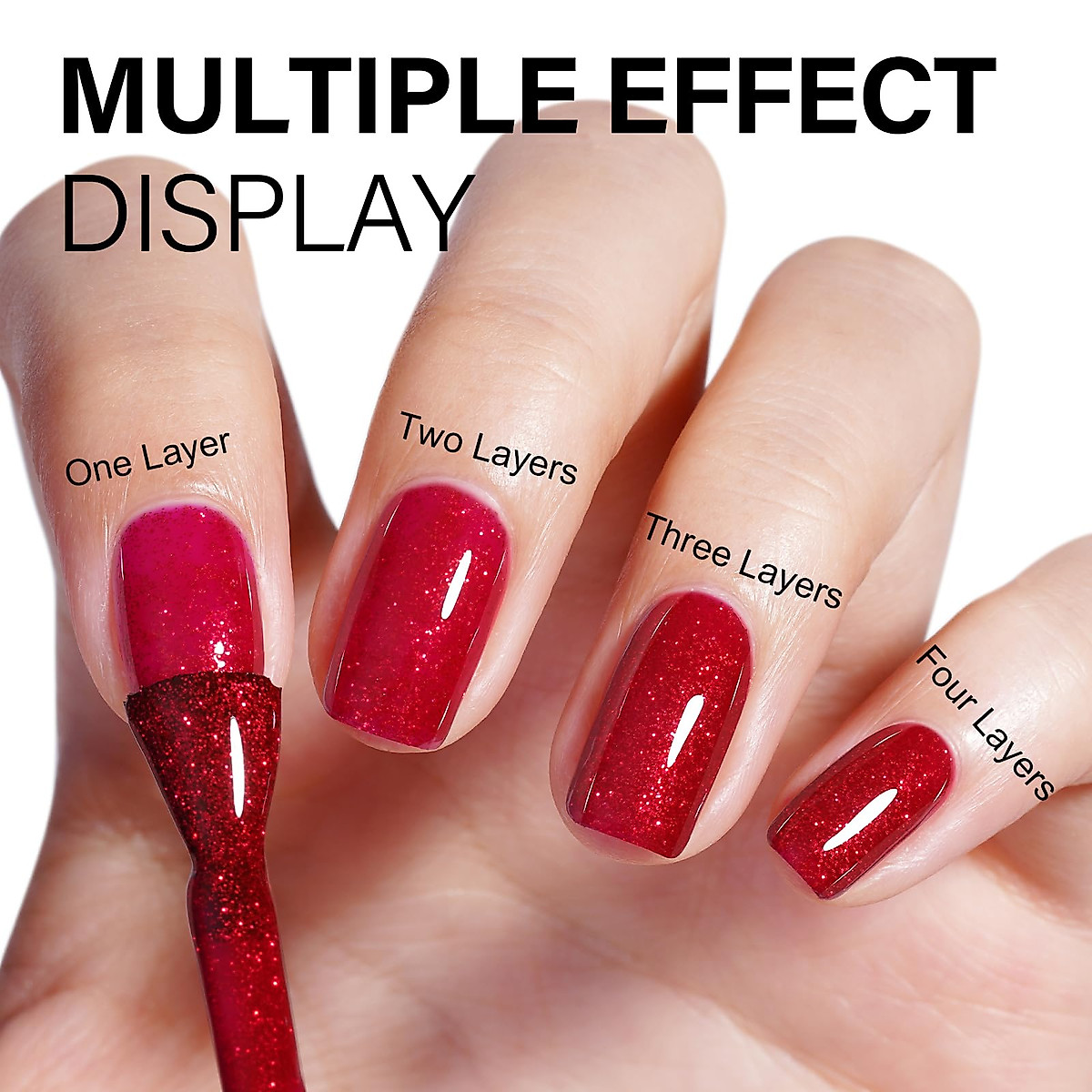 AILLSA Red Glitter Gel Nail Polish Christmas Burgundy Holographic Gel Polish Wine Sparkle Gel Polish Long Lasting Soak Off U V Gel Nail Manicure Salon DIY Gift for Women 0.51 Fl Oz/GF16