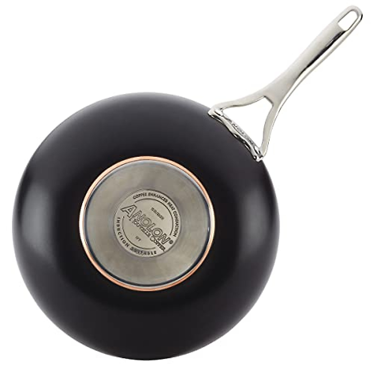 Anolon Nouvelle Copper Hard Anodized Nonstick Wok/Stir Fry Pan/Wok Pan - 12 Inch, Onyx Black