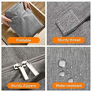 Karceyworth 3 Pack 105L Comforter Storage Bags, Extra Large Bedding Storage Bags with Card and Clear Window, Reinforced Handles & Zippers, Foldable Closet Organizers for Blanket Pillow Clothes