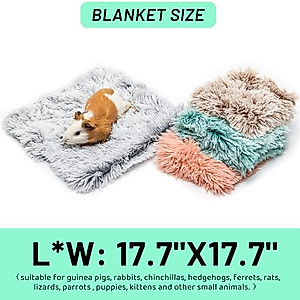 KAYCOWZA Guinea Pig Blankets 4 Pack, Warm Cozy Pet Cage Accessories for Guinea Pig Hedgehog Rabbit Hamster Chinchilla Ferret Small Animals, Fleece Cage Liners Bedding Mat Washable for Cold Weather