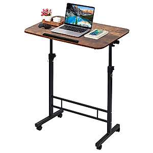 Small Standing Desk Adjustable Height,Rolling Computer Desk,Mobile Standing Desk with Wheels,Portable Stand Up Desk,Tall Computer Table,Adjustable Desktop Sit Stand Desk,Size 31.5x15.7 Inch Brownish C