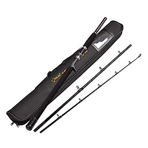 Portable Saltwater Offshore Heavy 3-Piece Travel Graphite Baitcasting Fishing Poles Casting Boat Jigging Trolling Conventional Rods with Rod Case Bag (6'/7'/8') (7' Heavy)