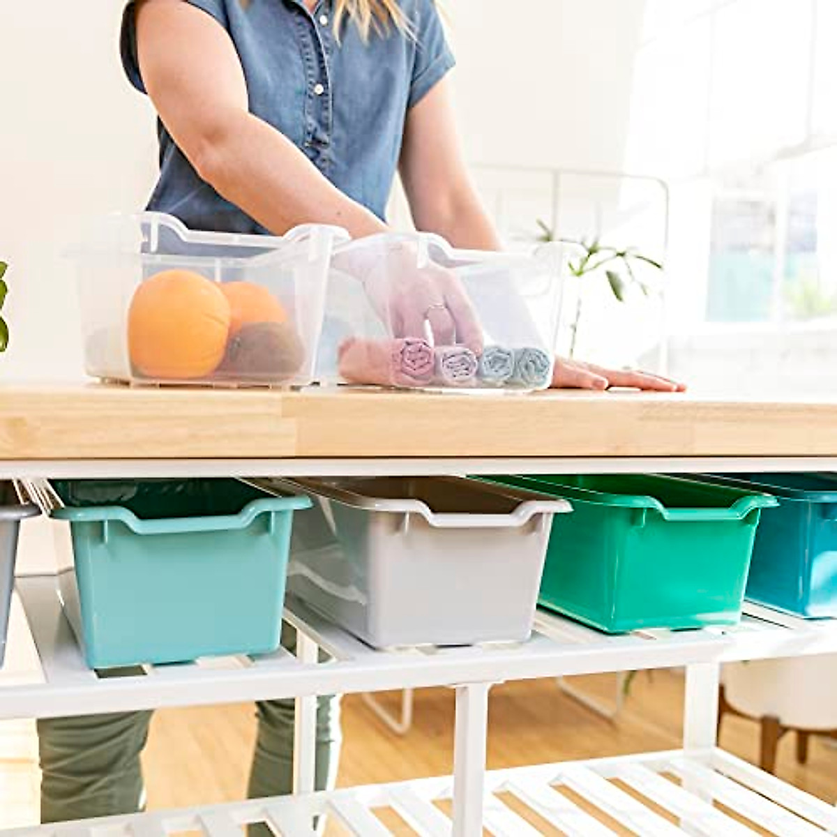 ECR4Kids Scoop Front Storage Bins, Multipurpose Organization, Contemporary, 10-Piece