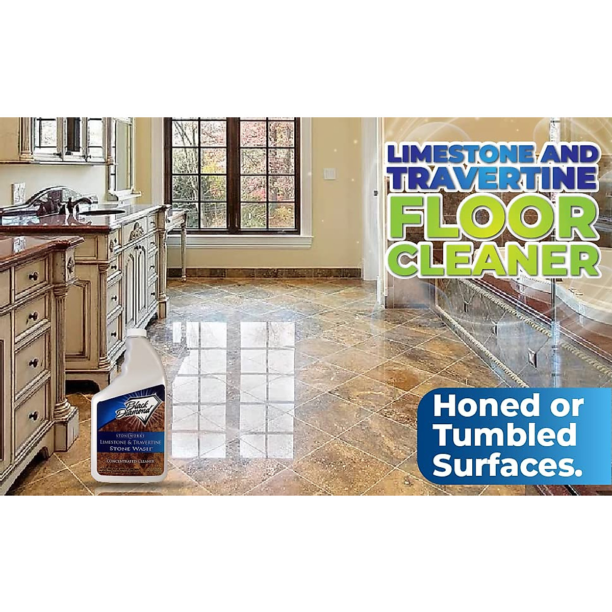 Black Diamond Stoneworks Limestone and Travertine Floor Cleaner: Natural Stone, Marble, Slate, Polished Concrete 1- Gallon AND Stone & Tile Intensive Deep Cleaner, Limestone and Travertine1-QT