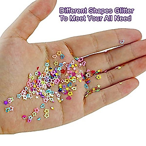 AurGun Craft Glitter, Confetti Holographic Shining Flakes Laser Thin Star Heart Glitter Sequin for Nail, Body Art, Epoxy Resin, Crafts, Jewelry Making, Cards, Festival Party Decoration and More