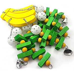 Litewoo Large Bird Parrot Chewing Toys, Colorful Banana Shape Chew Wood Toy for Medium Large Bird and Parrot