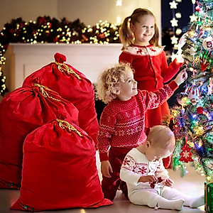 Eccliy 36 x 27 Inch Santa Christmas Gift Bag Red Velvet Santa Present Sack Bag with Drawstring Treat Bag for Xmas Party Favor Supplies Holiday Party Supply Wrapping (3)