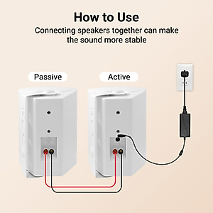 STUDIOFINIX 6.5 Inches Indoor Outdoor Bluetooth Speakers Waterproof Wired Wall Mount Active Speakers 400 Watt for Patio Garage,Deck,Backyard (White)