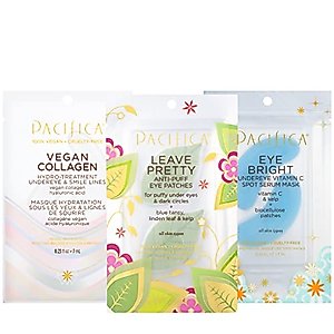 Pacifica Beauty Under Eye + Smile Line Patches Variety Pack Set, Vitamin C, Vegan Collagen, Puffy Eyes + Dark Circles, Moisturizing + Plumping, All Skin Types, Clean Skin Care, Multi, 3 Count