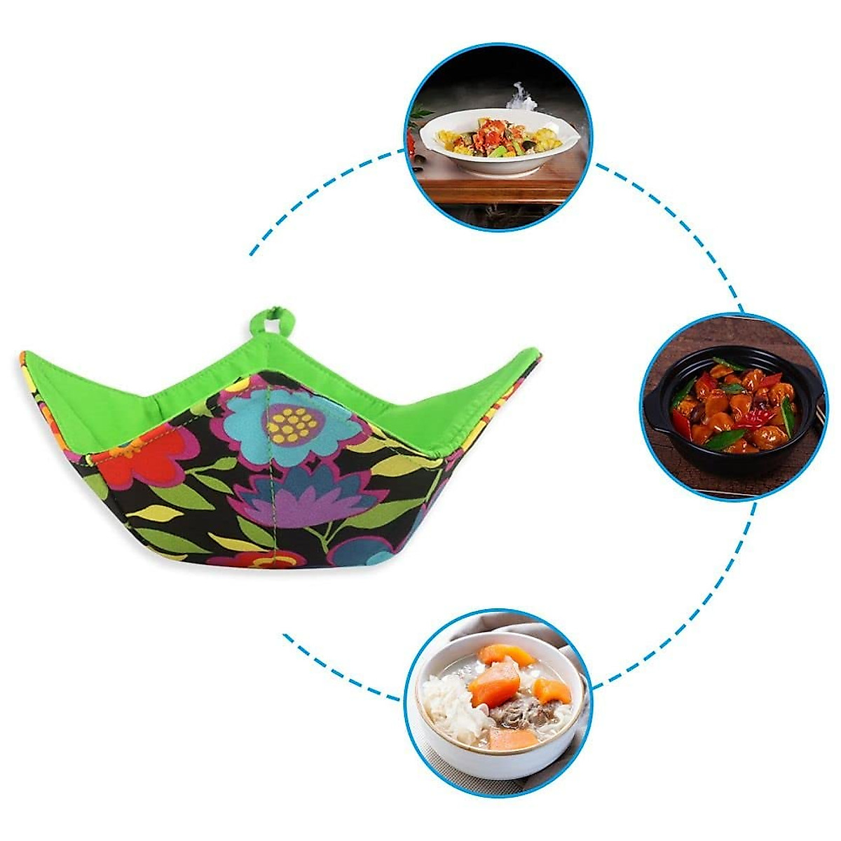 gofidin Microwave Bowl Holders Bowl Hot Pads Heat Resistant Bowl Potholders Multipurpose Holders Quilted Bowl Cozy for Soup Bowl Hot Pads Kitchen Supply (2)