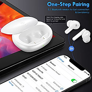 Omniklad ANC Wireless Earbuds, Bluetooth 5.1 Noise Cancelling Headphones Immersive Sound Quality, Clear Calls, Touch Control, Wireless Charging, Premium Deep Bass Headset with Sweat & Water Resistance
