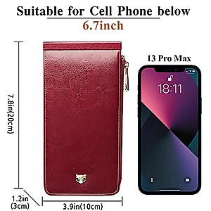 FOXLOVER Multi Credit Card Holder for Women RFID Blocking Ladies Leather Wallet with Zipper Pocket