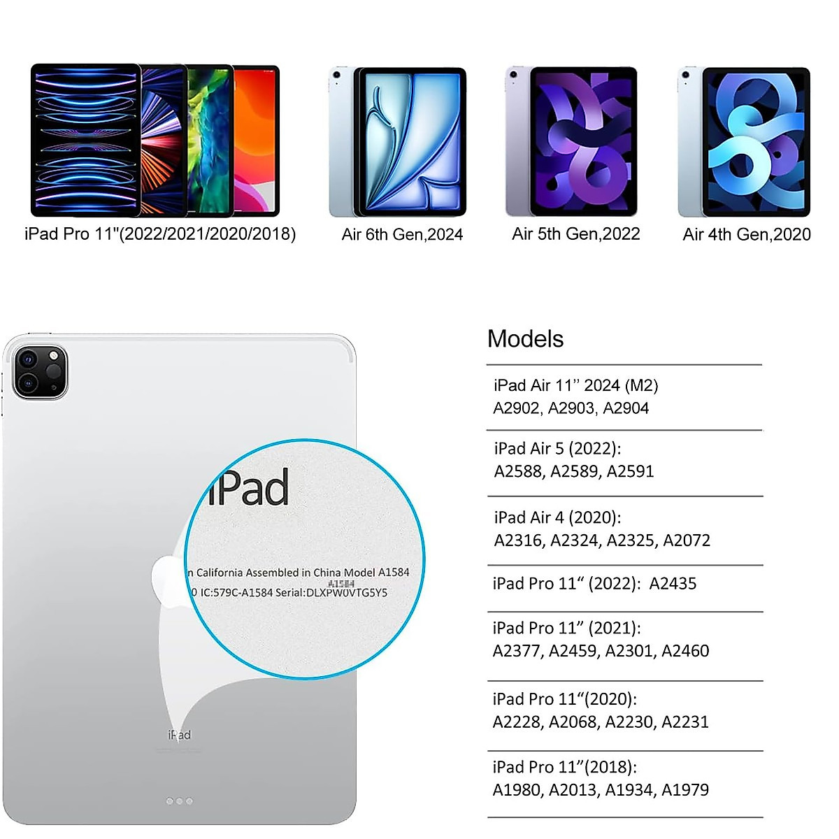 Magic-Style Keyboard Case for iPad Air 11 inch 2024 (M2), iPad Pro 11'' 2022 (4th/3rd/2nd/1st), iPad Air 5th & 4th Case with Keyboard, Wireless Bluetooth Magnetic Keyboard with Trackpad, Backlit