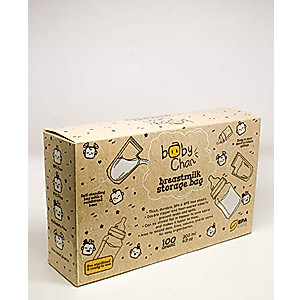 Baby Chan Breast Milk Storage Bags, 100 Count (2 Packs of 50 Bags) with Double Zipper Seal and Convenient Pour Spout, Excellent for Storing and Freezing Breastmilk, Pre-sterilized, BPA and BPS-Free