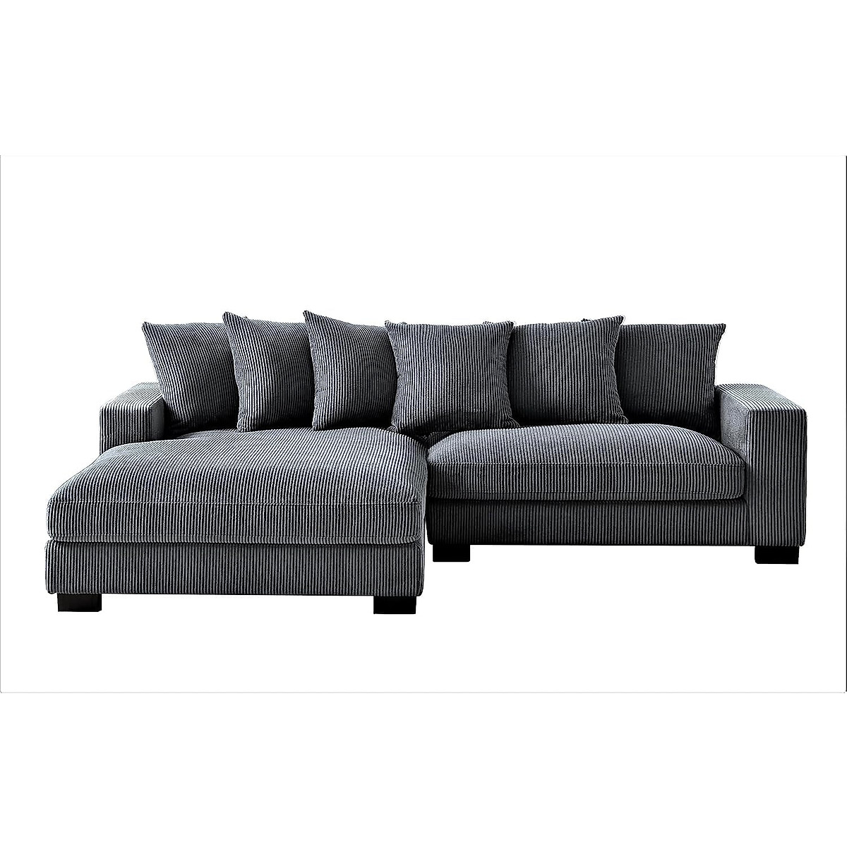 Container Furniture Direct Luxe Oversized Two-Piece Sectional Couches for Living Room, 102.4-Inch L Shaped Sofa with Chaise, Upholstered with Corduroy Fabric, Gray - Left Facing