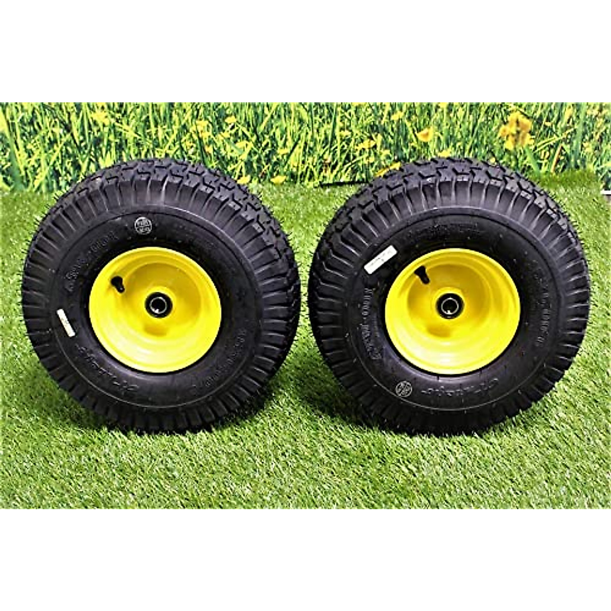 (Set of 2) 15x6.00-6 Tires & Wheels 4 Ply for Lawn & Garden Mower Turf Tires .75" Bearing (Because we supply a precision ball bearing the shaft must be clean and straight for them to fit properly)
