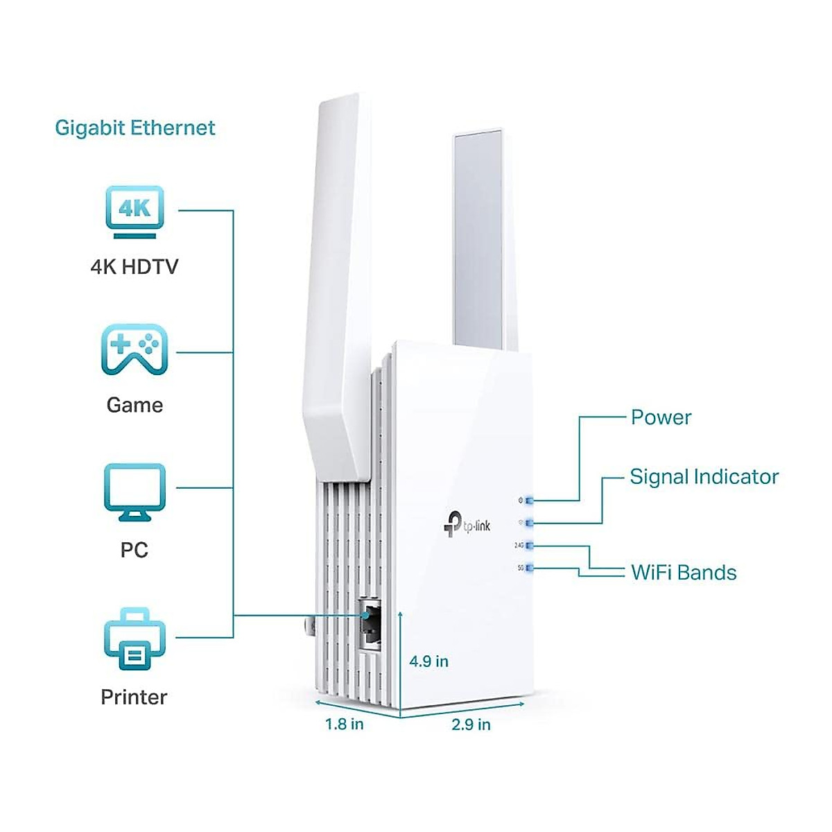 TP-Link AX1800 WiFi 6 Extender(RE605X)-Internet Booster, Covers up to 1500 sq.ft and 30 Devices,Dual Band Repeater up to 1.8Gbps Speed, AP Mode, Gigabit Port (Renewed)