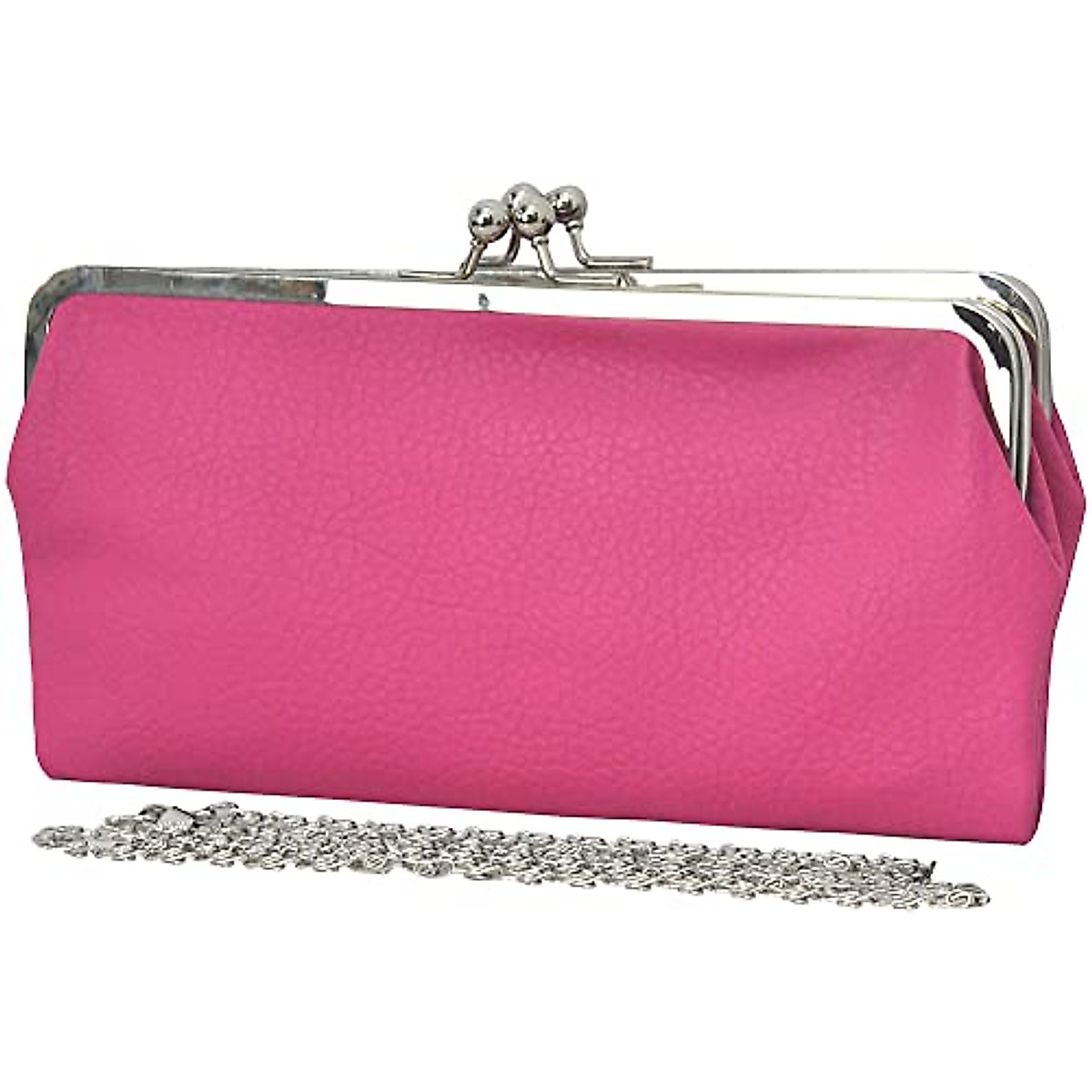 NGIL Double Frame Vintage Style Clutch Purse Wallet (HOTPINK)
