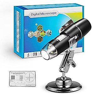 Handheld USB Digital Microscope with Metal Stand, Portable HD 1000 X Magnification Inspection Camera with 8 LED Light for Android Mac Windows Computer
