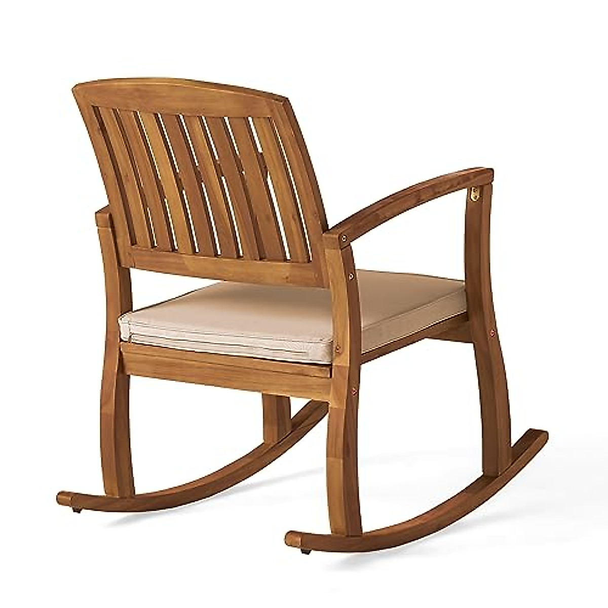 Christopher Knight Home Selma Acacia Rocking Chairs with Cushions, 2-Pcs Set, Teak Finish