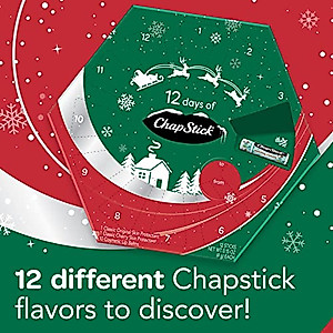 12 Days of ChapStick Holiday Advent Calendar Lip Balm Gift Set, Lip Care - Pack of 12