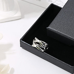 ZELORES 925 Sterling Silver Celtic Knot Rings Open Knuckle Rings for Women Adjustable Thumb Finger Rings Minimalist Cross Line Band Rings (Silver)