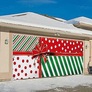 Wovweave Christmas Banners Merry Box Outdoor Wall Cover Decorations Hanging Backdrop Banner for New Year Mural Winter Holiday Party Background Supplies